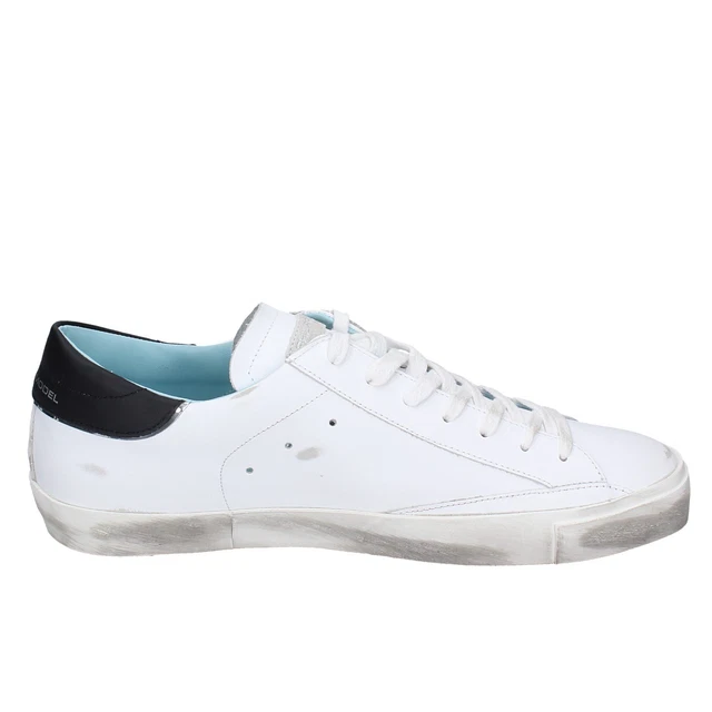 SCARPE UOMO PHILIPPE MODEL 42 EU sneakers bianco pelle nero EX335-42 ...