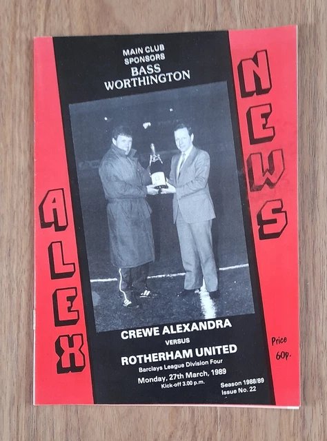 1988-89 CREWE ALEXANDRA vs Rotherham United Football Programme £3.32 ...