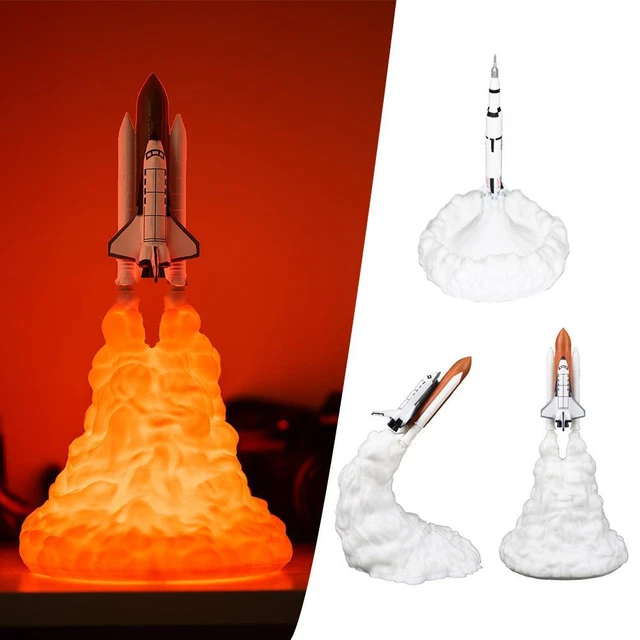 3D PRINT LED Night Light Space Shuttle Rocket Night Rechargeable USB ...
