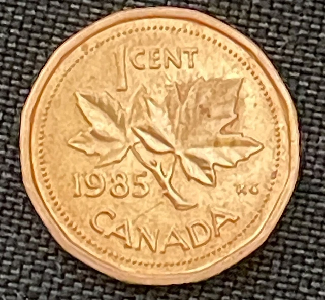 CANADA 1985 1-CENT coin penny Canadian 1¢ maple leaves 12-sided ...