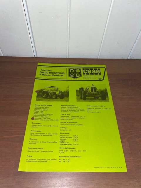 BROCHURE PROSPEKT PROSPECTUS TRACTEUR DAVID BROWN 885 tractor-traktor-zetor-ih EUR 6,99 ...