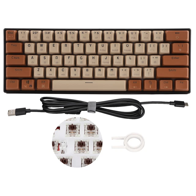 (BROWN SWITCH) MECHANICAL Keyboard Type-c Wired Gaming Keyboard 61 Keys ...