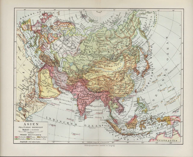 MAP MAP 1924: ASIA Political Overview. India China Japan Korea Thai £17 ...