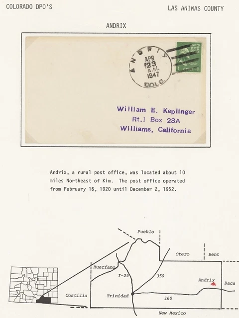 ÉTATS-UNIS, 1947. CARTE postale Colorado History Town CDD, Andrix ...