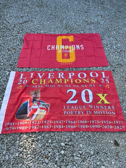 LIVERPOOL CHAMPIONS 2025 GIANT FLAG 5 X 3 6 times champions Europe set ...