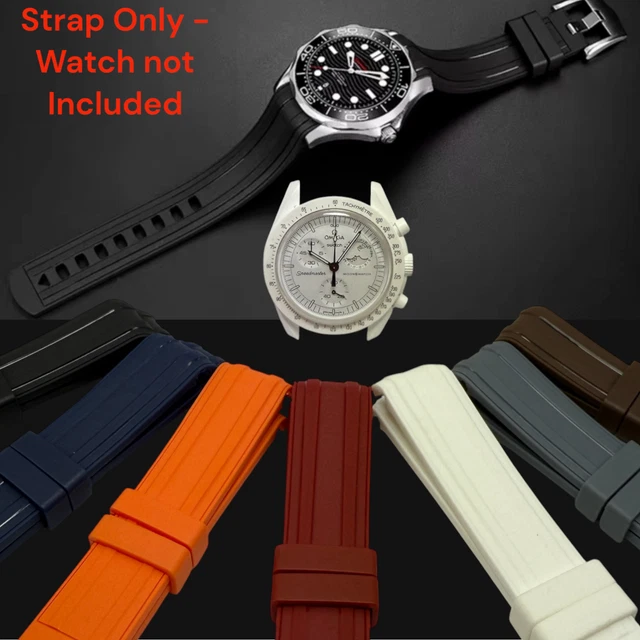 SEAMASTER STYLE RUBBER Watch Straps for Omega X Swatch Moonswatch ...