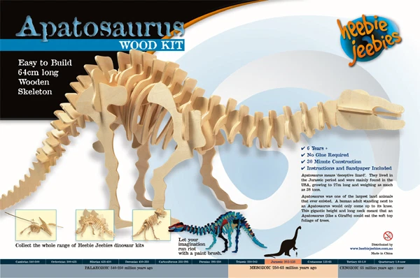 NEW APATOSAURUS WOODEN Build-A-Dinosaur 3D Model Kit $34.95 - PicClick AU