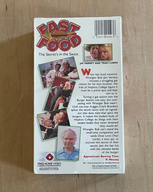 SEX COMEDY LOVE Drug Traci Lords Jim Varney FAST FOOD (1989) Sealed VHS ...