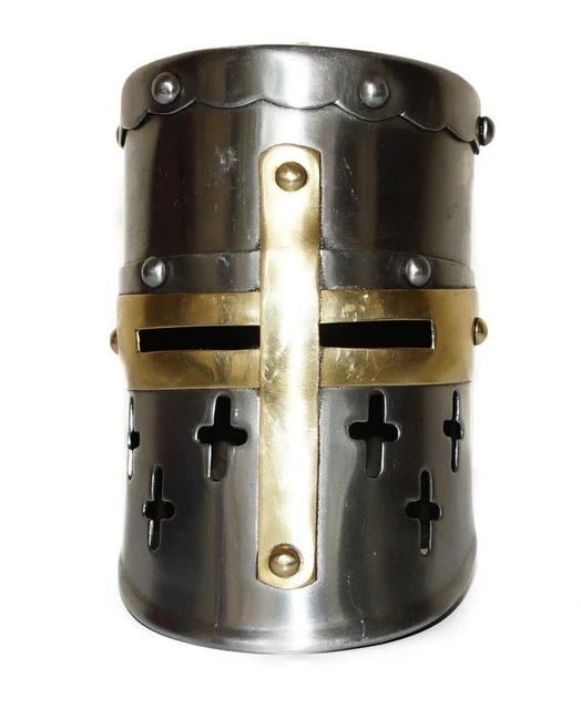 MEDIEVAL CRUSADER TEMPLAR Knight Armour Mini Helmet Home Tabletop Decor ...