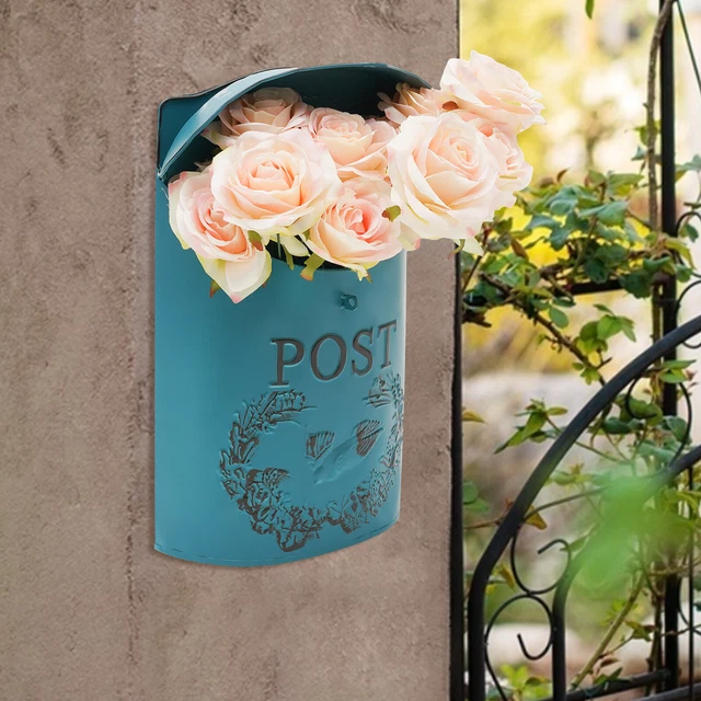 VINTAGE WROUGHT IRON Wall-mounted Locking Mailbox Retro American Metal ...