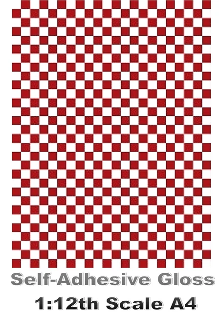 DOLLS HOUSE WALLPAPER Stick-on Self-Adhesive Gloss Small Red & White ...