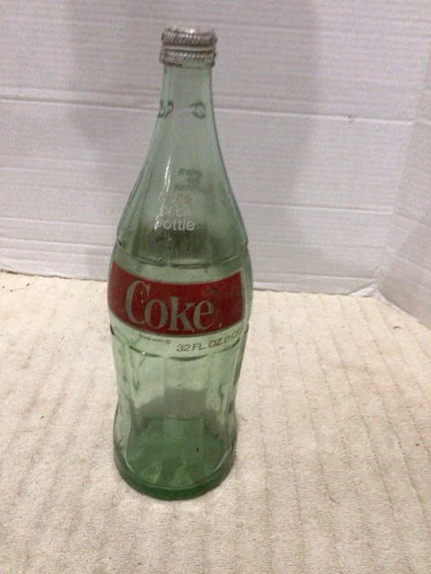 LARGE 32OZ VINTAGE 70s Coca Cola Coke Green Glass Bottle With Lid £6.26 ...