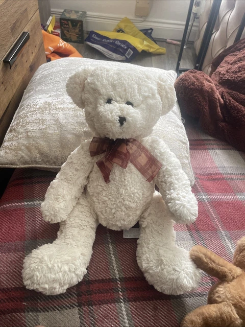 TESCO 2007 TEDDY Bear Plush Soft Toy Comforter Cream with Brown Bow £19 ...
