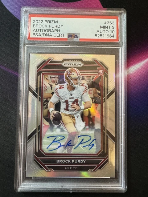 2022 PRIZM BROCK Purdy Rc Auto Argento PSA 9+10auto-LARGE 49ERS EUR 329 ...