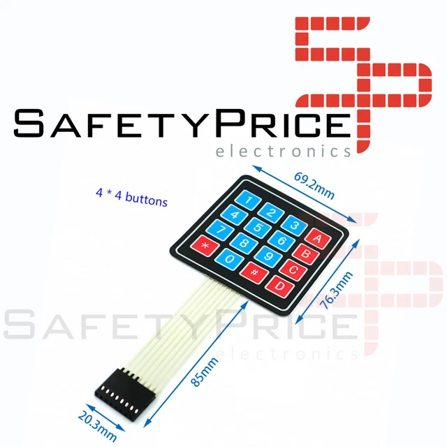MEMBRANE KEYBOARD 4X4 16 keys - Matrix Keypad Keyboard Key ARDUINO ...