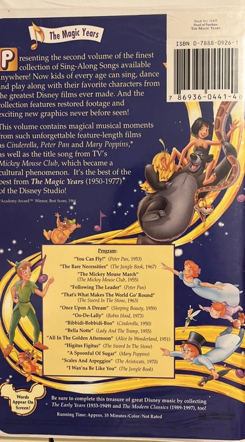 DISNEYS SING ALONG Songs - Sing Along Songs: The Magic Years (VHS, 1997 ...
