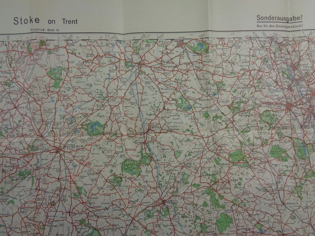 WW2 GERMAN INVASION MAP of "STOKE ON TRENT" (+ SHREWSBURY, STAFFORD ...