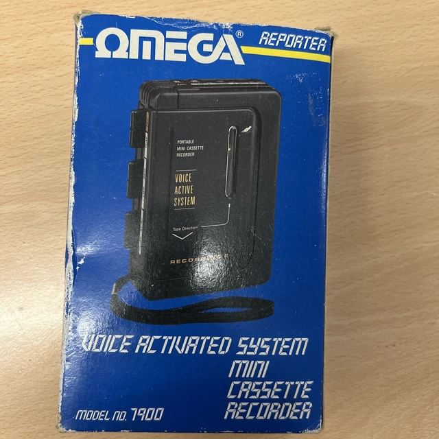VINTAGE OMEGA VOICE Activated portable Cassette Recorder Reporter 7900 ...