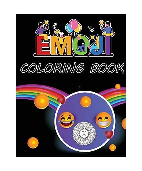 EMOJI COLORING BOOK: Easy Mandala Emoji Coloring Pages for Kids and ...