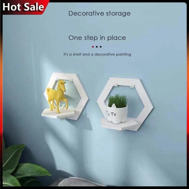 WALL SHELF FREE Punch Wall-mounted TV Background Storage Display Holder ...