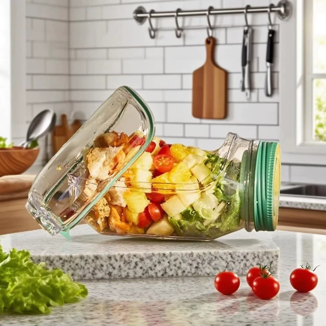 PORTABLE PLASTIC SALAD Pod All-In-One Container with Leak Proof Oats ...