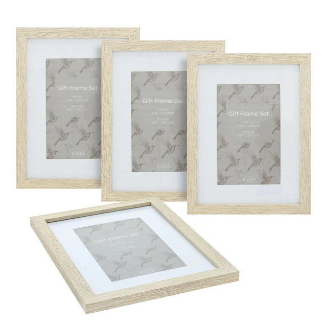 KUSSO SET OF 4 Cream Photo Frames with Mat for 7x5” / 13x18cm Photo ...