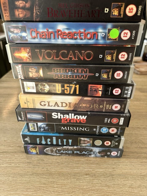 10X VHS BUNDLE Gladiator Braveheart U-571 Volcano Broken Arrow Faculty ...