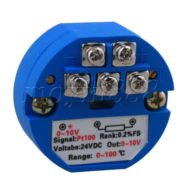 RTD PT100 TEMPERATURE Sensors Transmitter 0 to 100 Celsius 0-10V Output ...