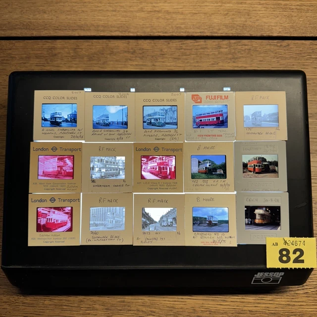 15 X VINTAGE 35mm slides of Old Trolley Bus trams colour + b/w London ...