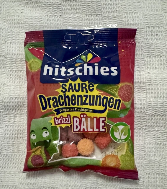 HITSCHLER HITSCHIES SAURE Drachenzungen brizzl Bälle Fruchtgummi 100g ...