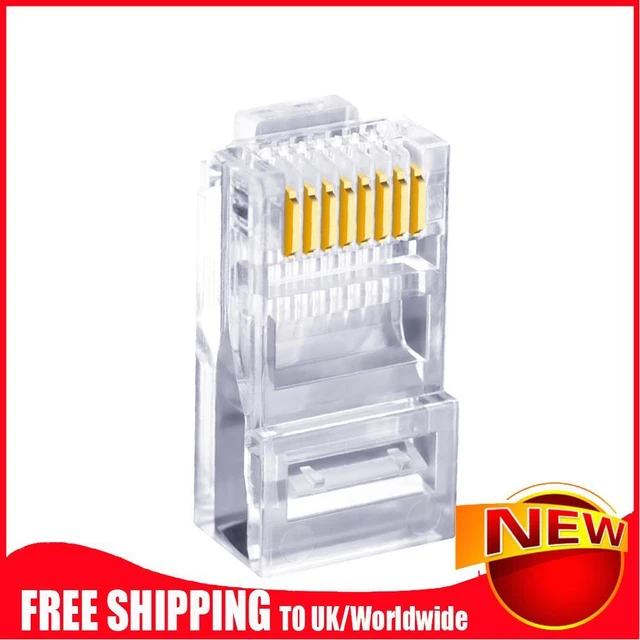 100X VERGOLDETER CAT5-STECKER 8P8C UTP RJ45 Kristallköpfe Netzwerk ...