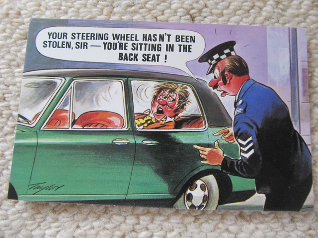 RARE 1970'S BAMFORTH COMIC "Sample postcard?" clear back "Back seat ...