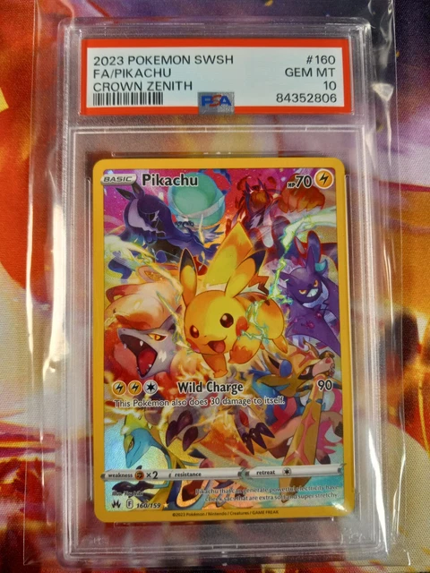 PSA 10 PIKACHU 2023 Pokemon Sword & Shield Crown Zenith Full Art Rare ...
