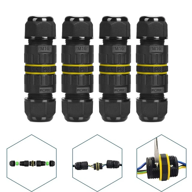 WEATHERPROOF ELECTRICAL CABLE Connector 3 Pin Junction Box for Outdoor ...