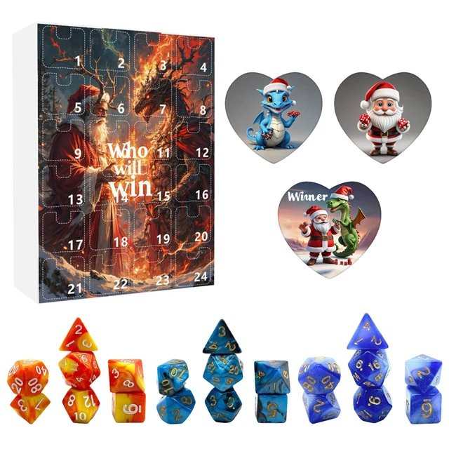 ACRYL-WÜRFEL-SET, 24 TAGE, Weihnachts-Adventskalender, DND-Würfel ...