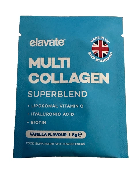 12 X ELEVATE Multi Collagen Superblend Vanilla Flavour 5g EXP 10/27 £8. ...