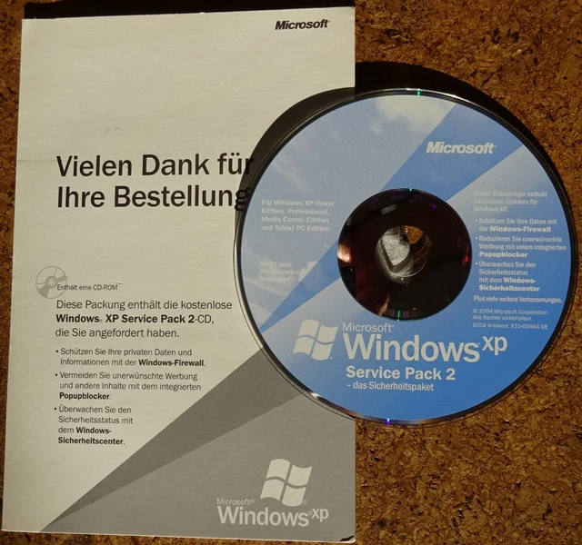 ORIGINAL MICROSOFT SERVICE Pack 2 für Windows XP Software 2004 OEM-frei ...