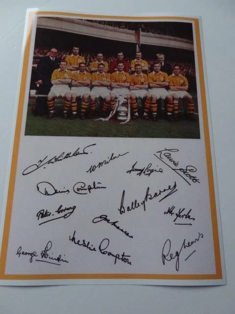 ARSENAL FC 1950 Fa Cup Final Winning Team With The Fa Cup Signed Pre ...