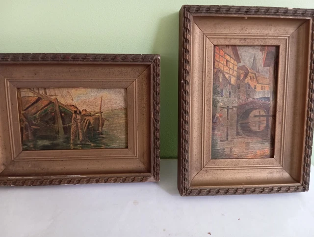 TABLEAUX PEINTURES SUR Toiles Anciennes Petits Formats Lot De 2 ...