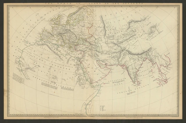 WORLD KNOWN TO ANCIENTS. Herodotus Ptolemy Pliny Hanno. On 2 sheets ...