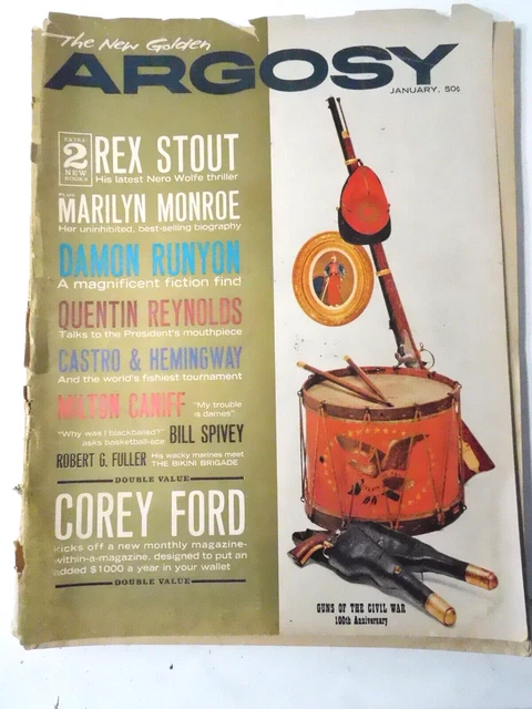 ARGOSY MAGAZINE JANUARY 1961-Men's Magazine Marilyn Monroe Article £11. ...
