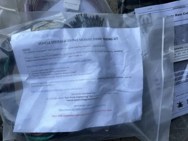 DODGE RAM 2500-5500 Vehicle System Interface Module VSIM wiring Kit ...