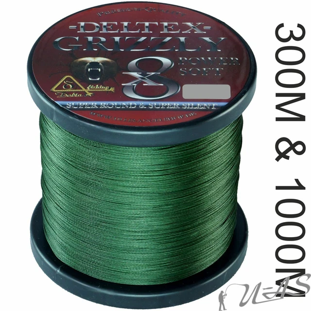 DELTEX GRIZZLY GRÜN 300 &1000M 8 fach Geflochtene Angelschnur Hi ...