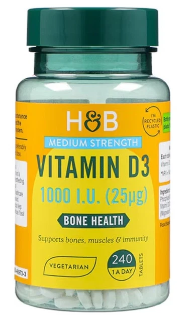 HB HOLLAND & Barrett Vitamin D3 240 Tablets Potency 25ug 1000 IU A69 £ ...