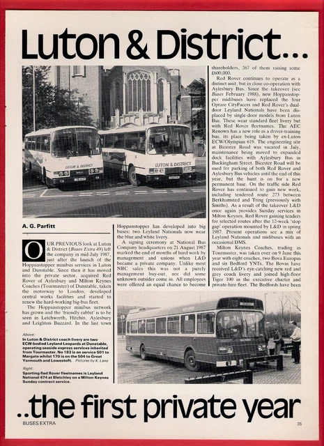 BUSES EXTRA MAGAZINE Extract 1988 ~ Luton & District - Its First ...