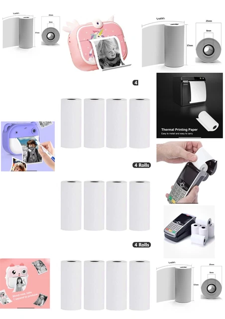 12 ROLLS INSTANT Camera for Kids Thermal Receipt Paper Printer - Card ...
