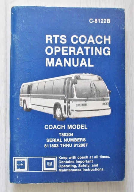 VINTAGE 1981 GENERAL Motors GM Bus Operating Manual RTS Coach Model ...