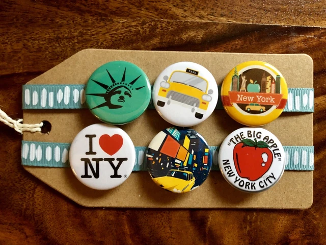 NEW YORK CITY NYC Big Apple - Button Pin Badge Set Travel £5.49 ...