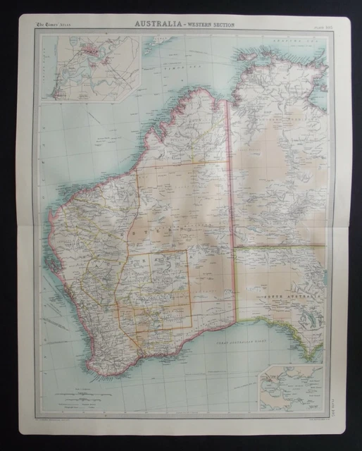 ANTIQUE MAP: AUSTRALIA - Western Section by John Bartholomew, Times ...