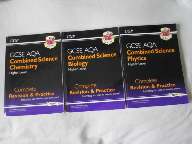 3 X CGP GCSE AQA Combined Science Books CHEMISTRY PHYSICS BIOLOGY Higher Level £15.99 - PicClick UK